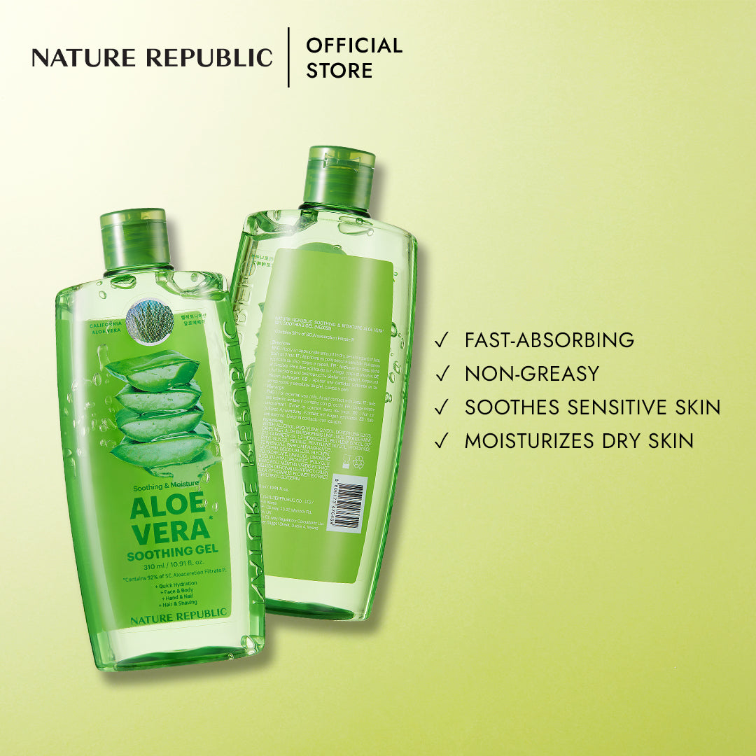 SOOTHING & MOISTURE ALOE VERA 92% SOOTHING GEL BOTTLE 310 ML | Nature ...